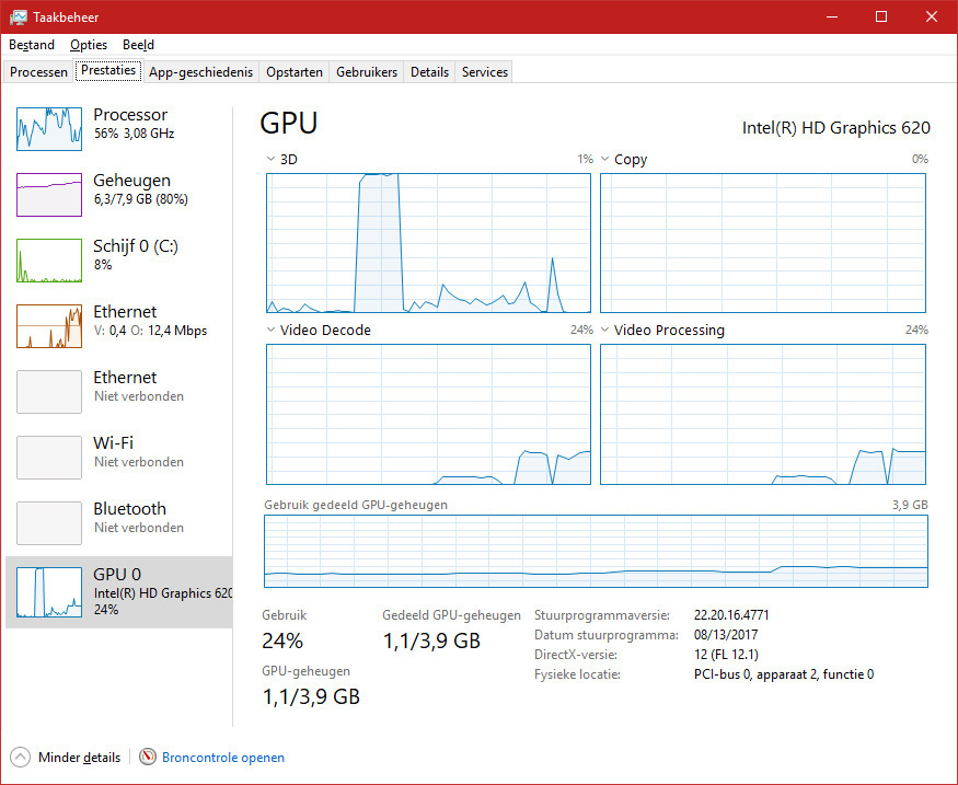 Windows 10 Fall Creators Update review - GPU-tabblad in Taakbeheer ...